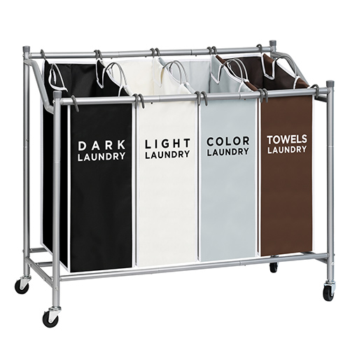 4 Bag Laundry Sorter Cart Mix Colors with Wheels - Ollieroo