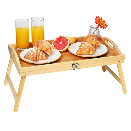 Bamboo Bed Tray Folding Bed Serving Tray with Handles - Ollieroo