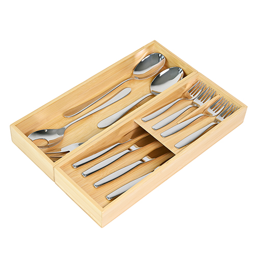 Ollieroo Bamboo Silver Spoon Fork Drawer Organizer - Ollieroo