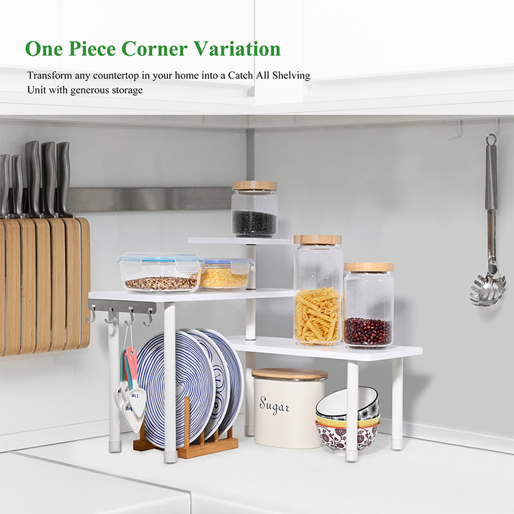 Ollieroo 3-Tier Kitchen Counter Shelf With Hooks - Ollieroo